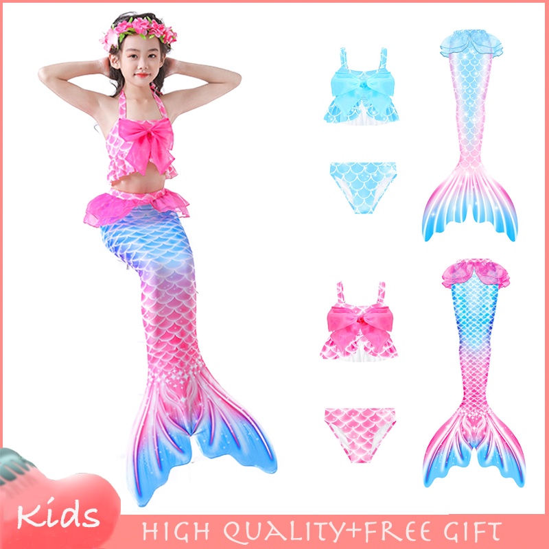 Mermaid Costume Ariel Blue Pink Kids Swimwear Girls Mermaid Tail ...