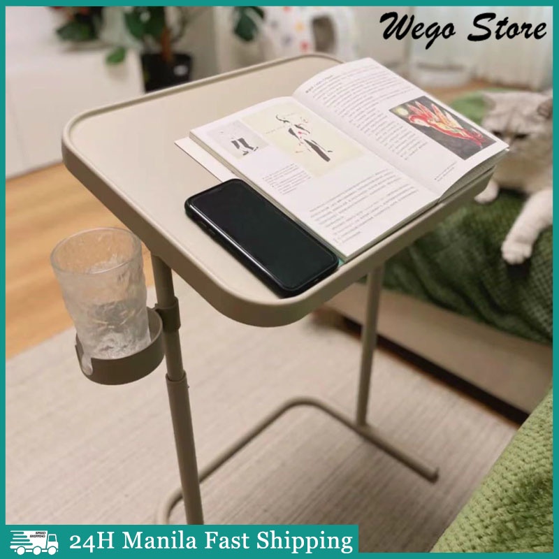 Folding Side Table Liftable Study Table Mobile Bedroom Desk With Wheels ...