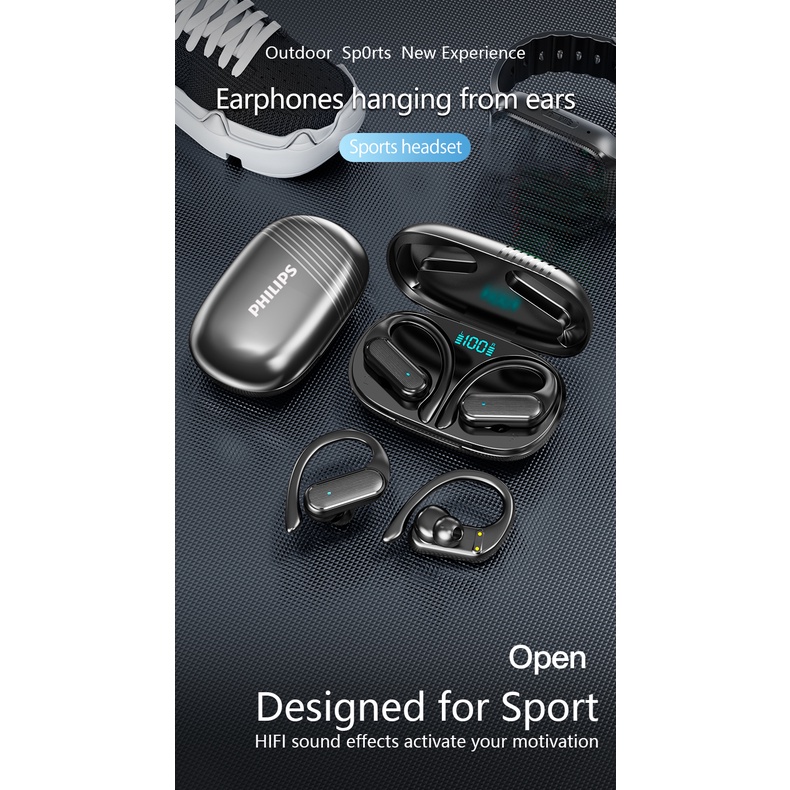 Philips TWS Bluetooth Earphone Wireless Ear Hook Earphones Smart Touch ...