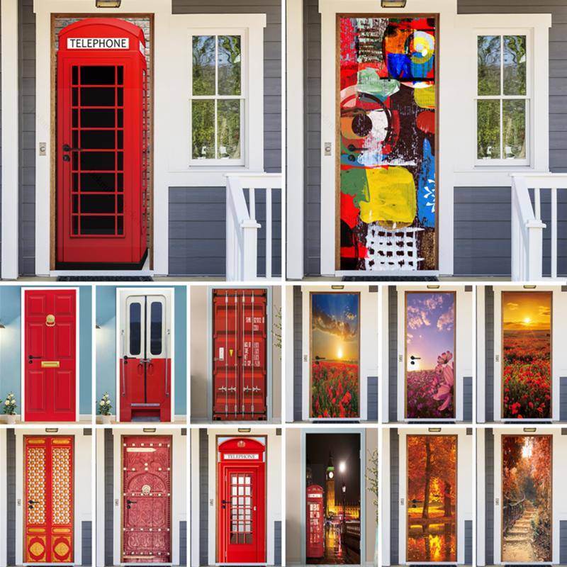 Custom Red Door Stickers Decorative Sticker Self-adhesive Waterproof ...