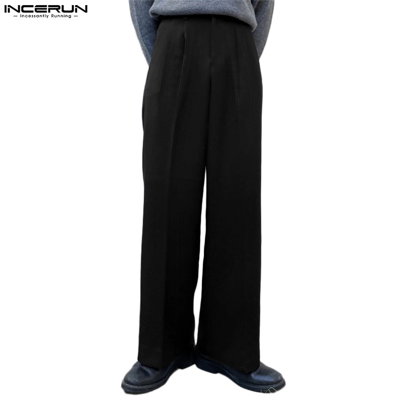 INCERUN Men's Fashion Straight High Waist Pants | Shopee Philippines