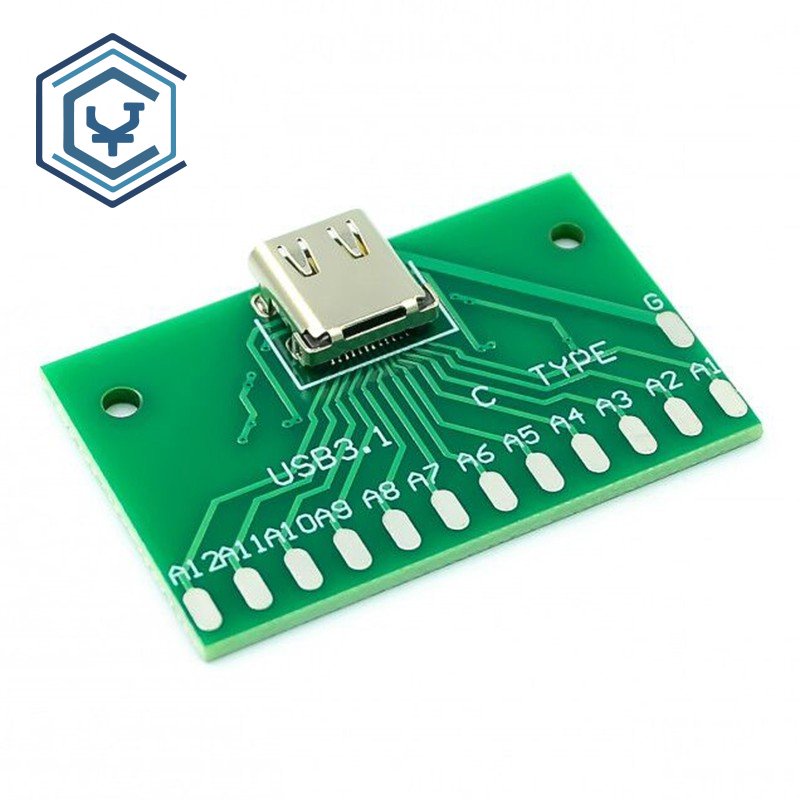 TYPE-C Female Head Test Board USB 3.1 Connector adapter board with PCB ...