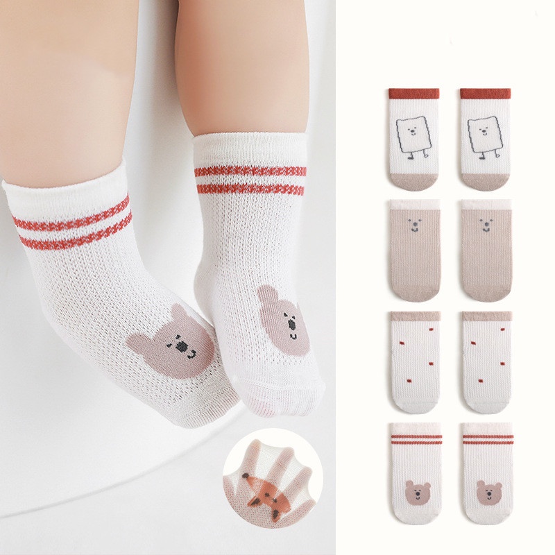 2023 4 pairs/lot Kids Baby Socks Summer Thin Cotton Cartoon Cute Socks ...