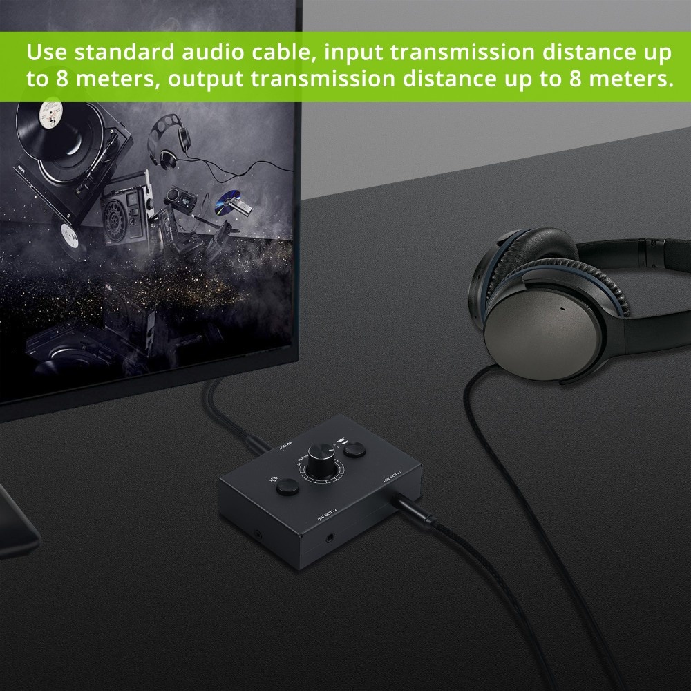 4Port /2Port 3.5mm Stereo Audio Switcher Stereo Bi-Directional Audio ...