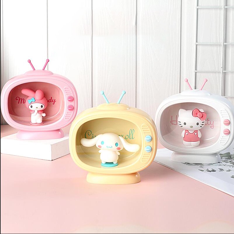 Sanrio Anime Mini TV Model Bedroom Desktop Night Light Hello Kitty My ...