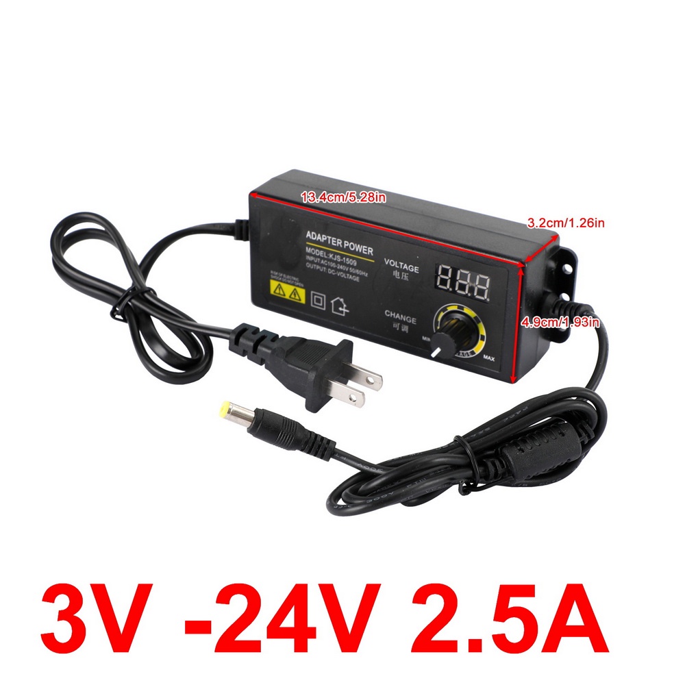 Adjustable ON/OFF Adapter AC DC 3V-24V 2.5A 2A voltage 3V 5V 6V 9V 12V 15V 18V 19V 20V 22V 24V ...