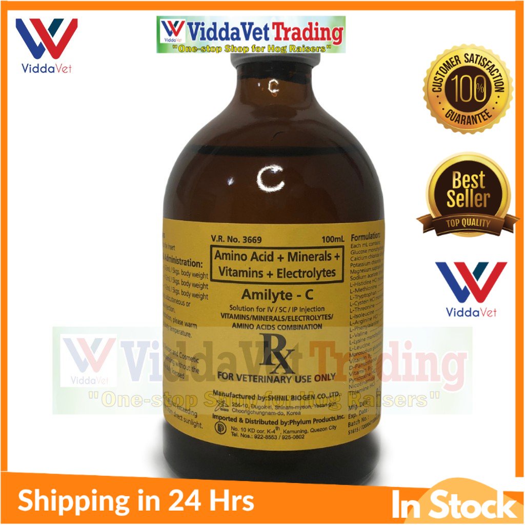 Amilyte C 100 ml amino acid dextrose vitamins for animals pets swine ...