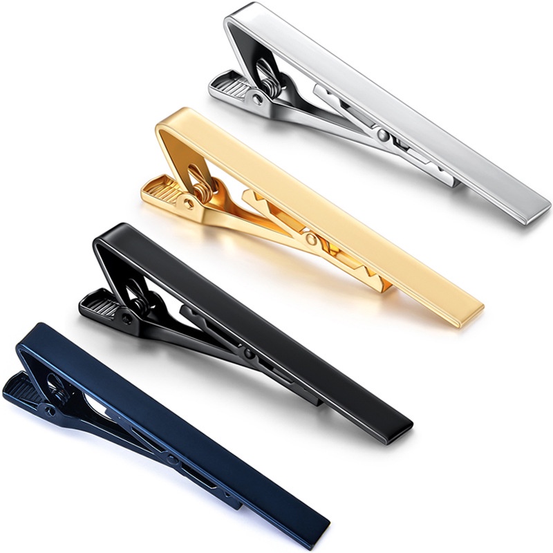 Men Simple Tie Clip Silver Golden Black Dark Blue Neckties Pin Jewelry ...