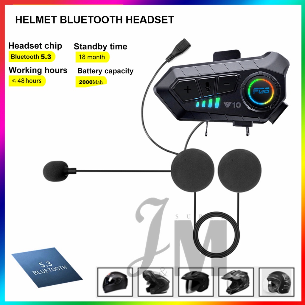 Helmet Headset Bluetooth 5.3 Intercom For Helmet Stereo Hands Free Ipx6 ...