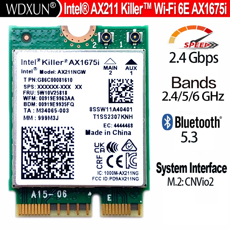 Killer AX1675i Wi-Fi 6E M.2 Key E CNVio 2 Tri Band 2.4G/5G/6Ghz ...