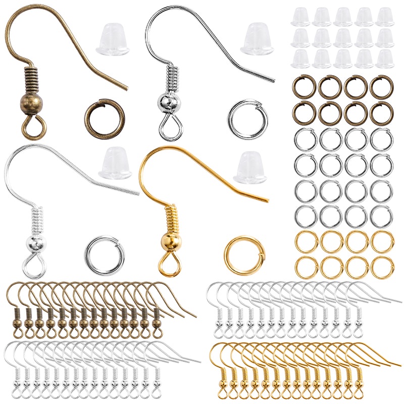 300Pcs Earrings Set Hypoallergenic Earring Hooks Jump Rings Clear ...