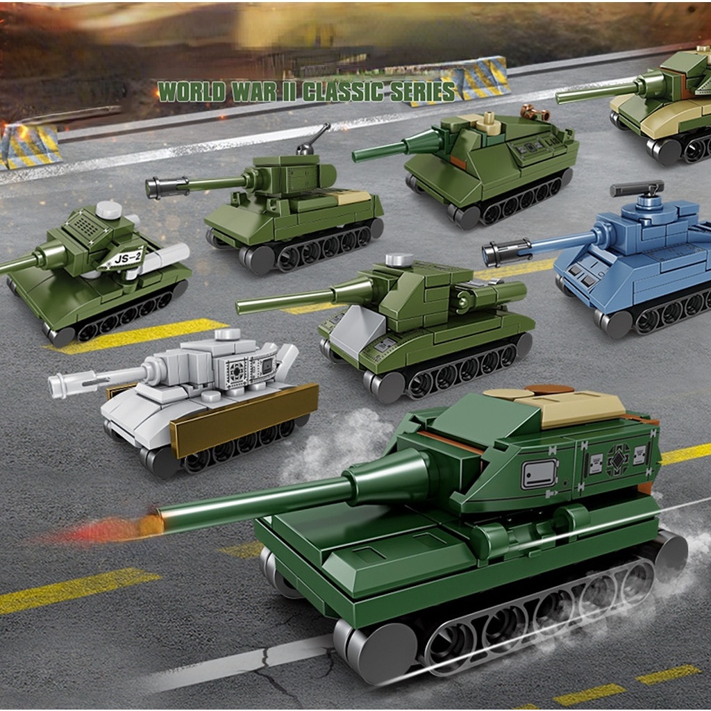 Mytopshop 461PCS MOC WW2 Set Cheetah Tank Fighter L48 Chaser JS-2 ...