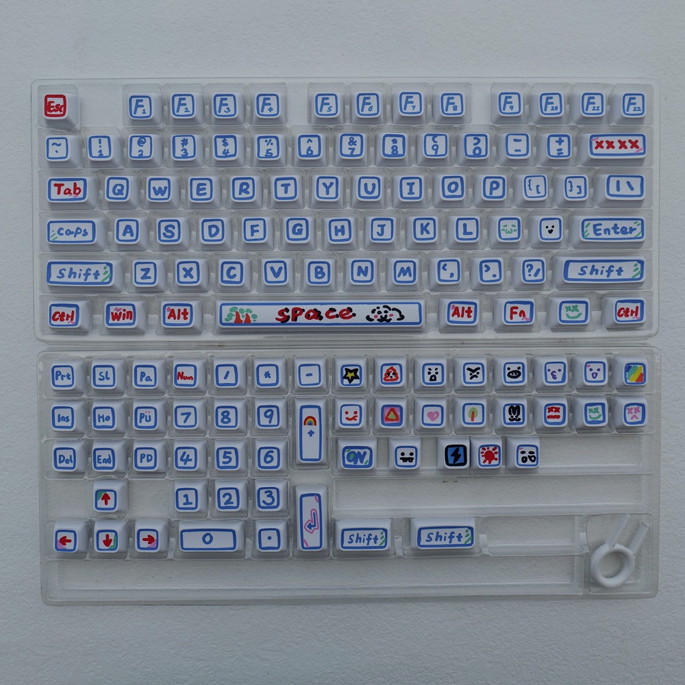 Blue Watercolor Pen Keycaps XDA Profile Anime Hand Drawn PBT Dye Sub ...