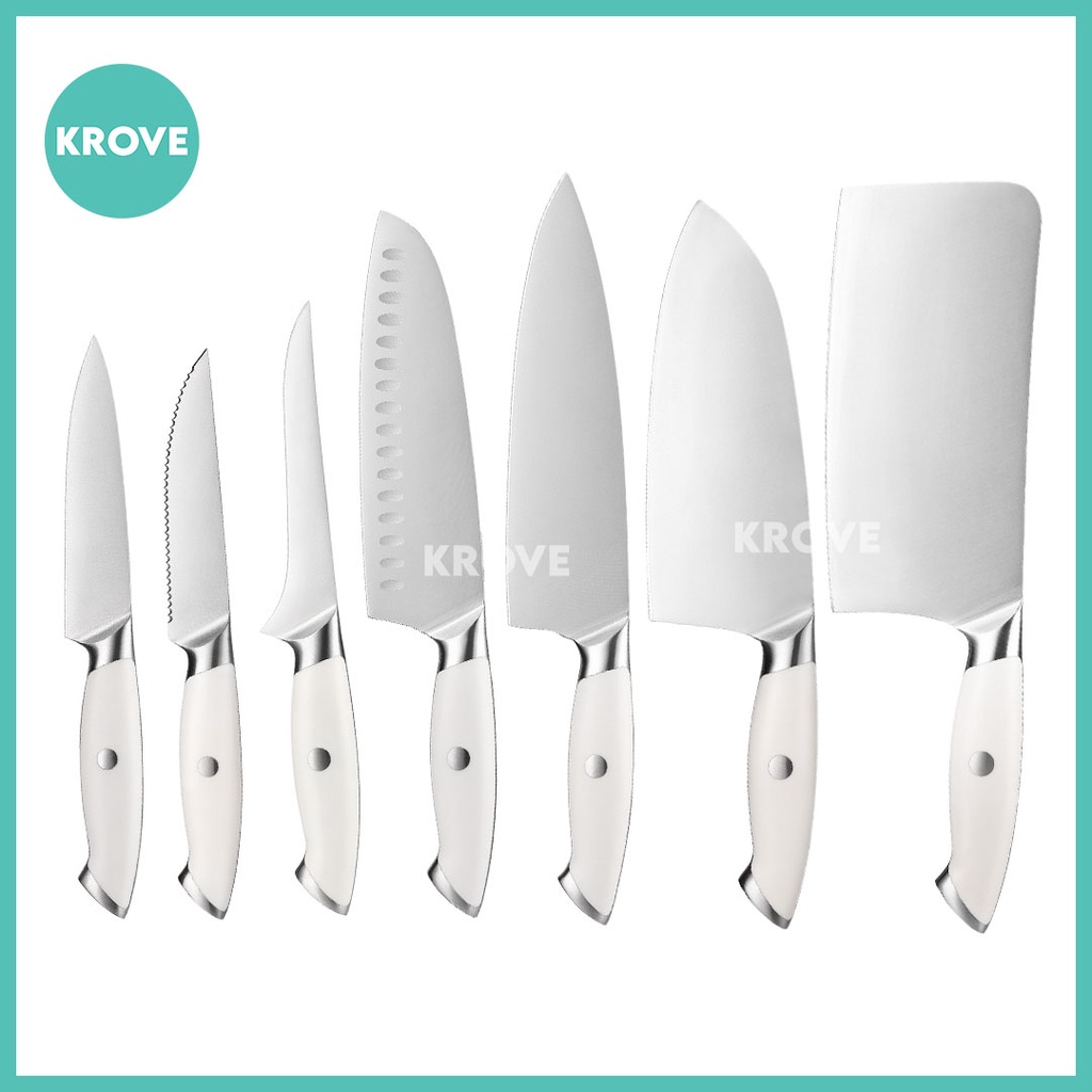 Heavy Duty Stainless Steel Kitchen Knife White Handle Chef Cleaver ...