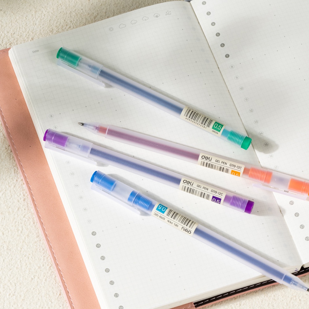 Deli 12 Colors Gel Pen 0.5mm Ballpen 12 Pcs/Box Smooth Writing Pen ...