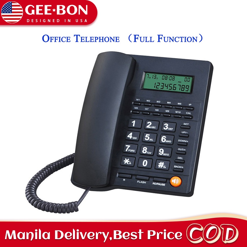 GEEBON LCD Corded Caller ID Telephone Home Office Desktop Corded Landline Telephone Set Phone ...