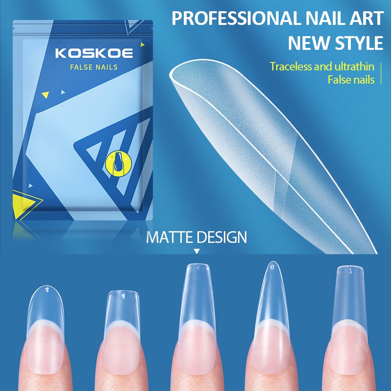 Born Pretty Fake Nails Full Coverage Almond Square Coffin Transparent ...