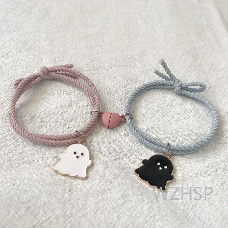 Cute Ghost Headband Couple Magnetic Bracelet Set, Gifts for Boyfriend ...