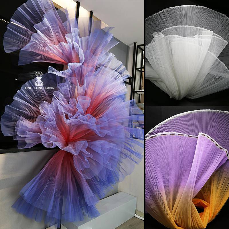 150*100CM Gradient Hard Mesh Yarn Pleated Wrinkle Fabric Modeling ...