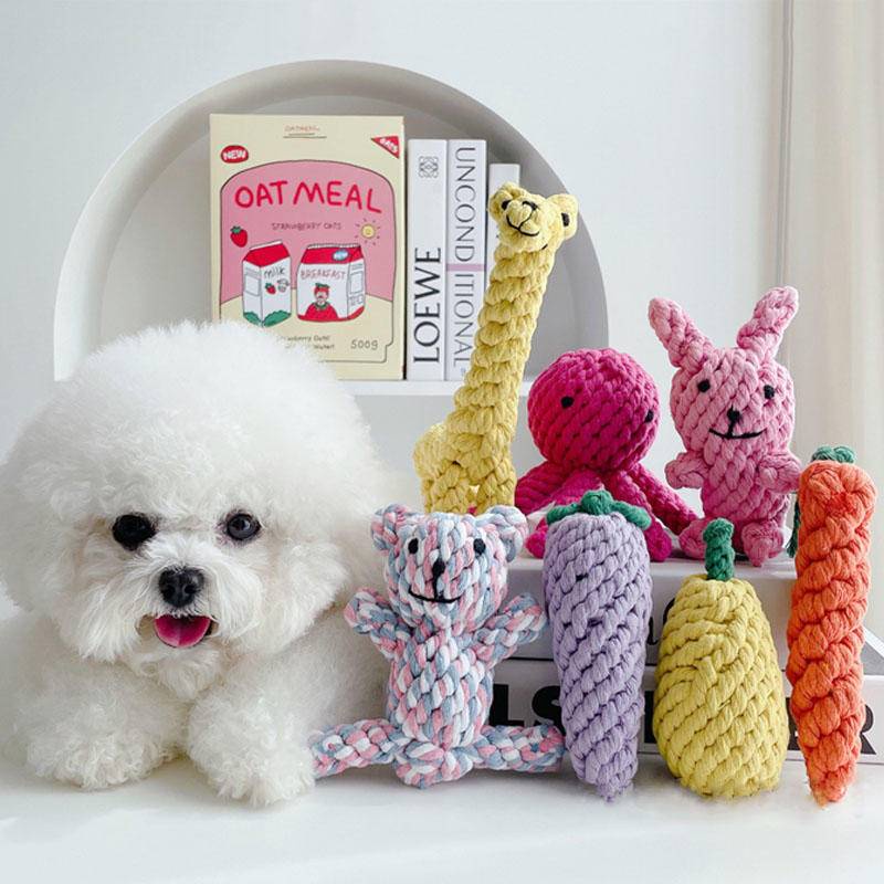 Dog Rope Toys Pet Woven Toy Dog Chew Rabbit Fruit Toy Puppy Carrot Bone ...