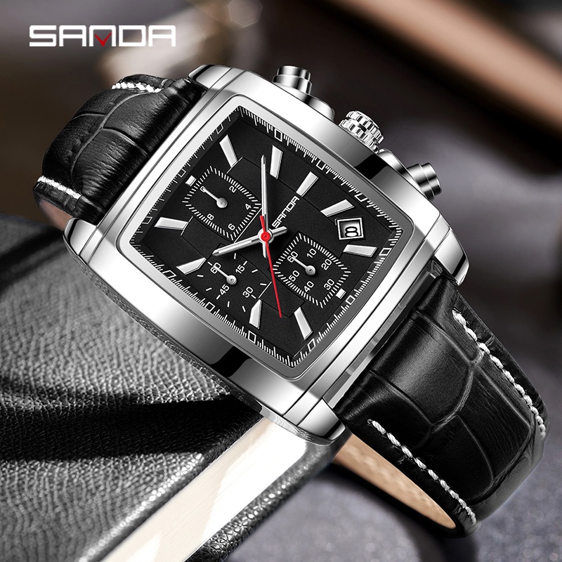 Sanda Square Multi-display Dial Luminous Luxury Quartz Watch Gift ...