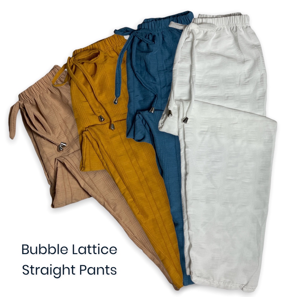 Plain Bubble+ Lattice Straight Pants for Women by Robi and Peach ...