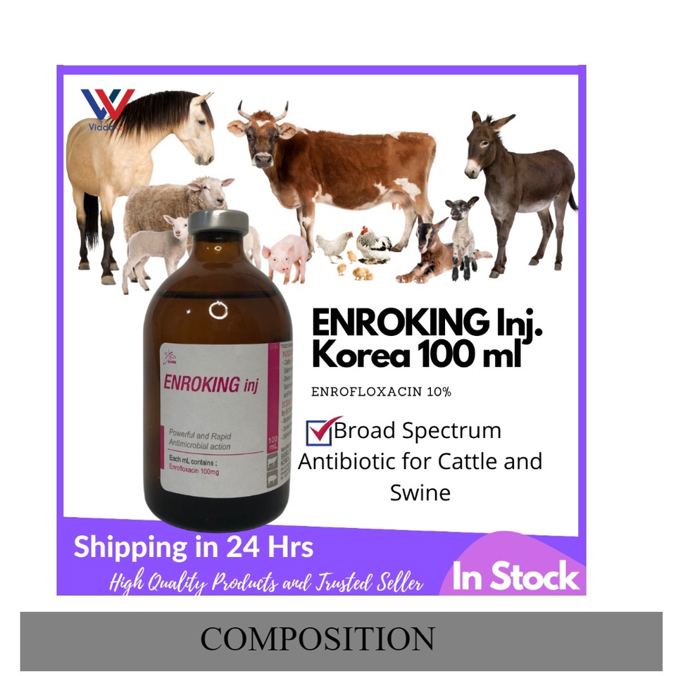 Viddavet_phil 100 mL Enroking Enrofloxacin 10% 100ml for animals ...