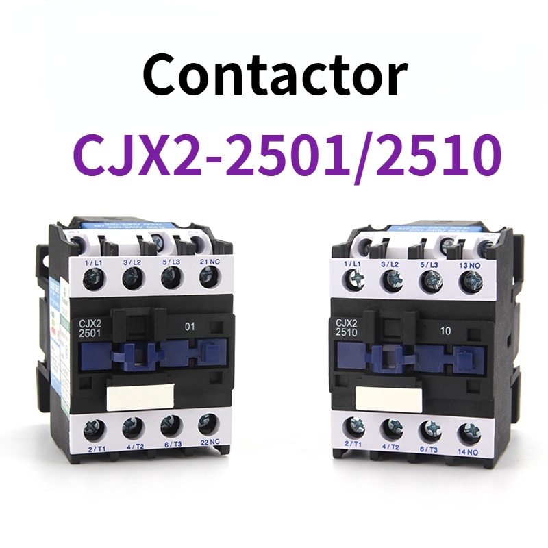 High Quality CJX2-2501/2510 50/60HZ 25A AC contactor Din Rail Mounted 3P+1NO OR NC Normal Open ...