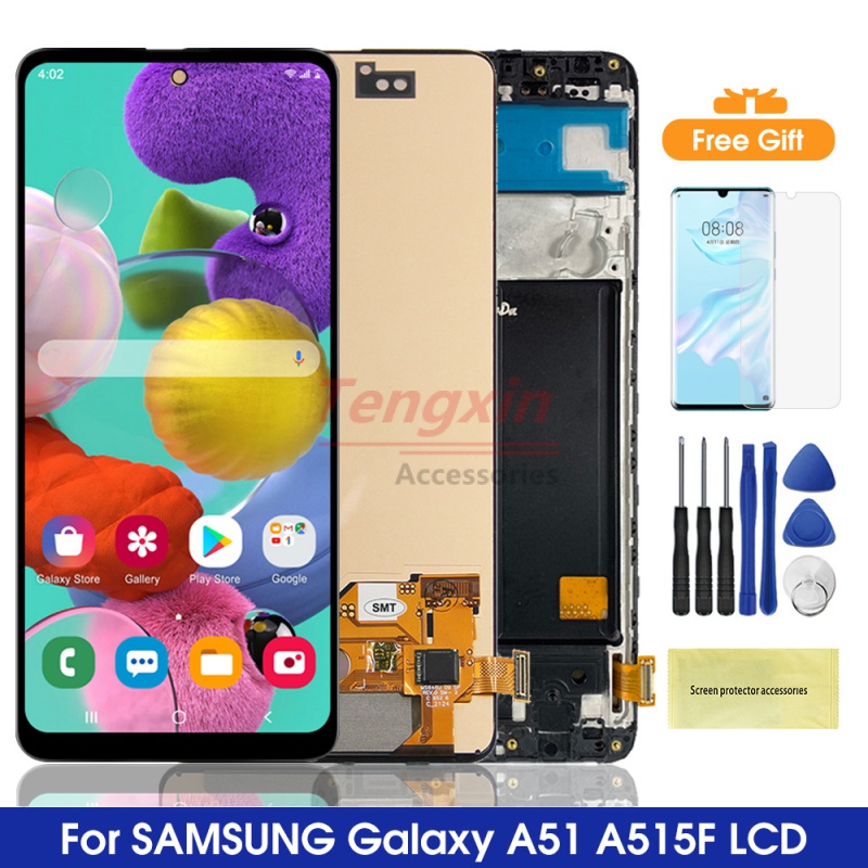 Super AMOLED A51 Display With Fingerprint, for Samsung Galaxy A51 A515 A515F Lcd Display Touch ...