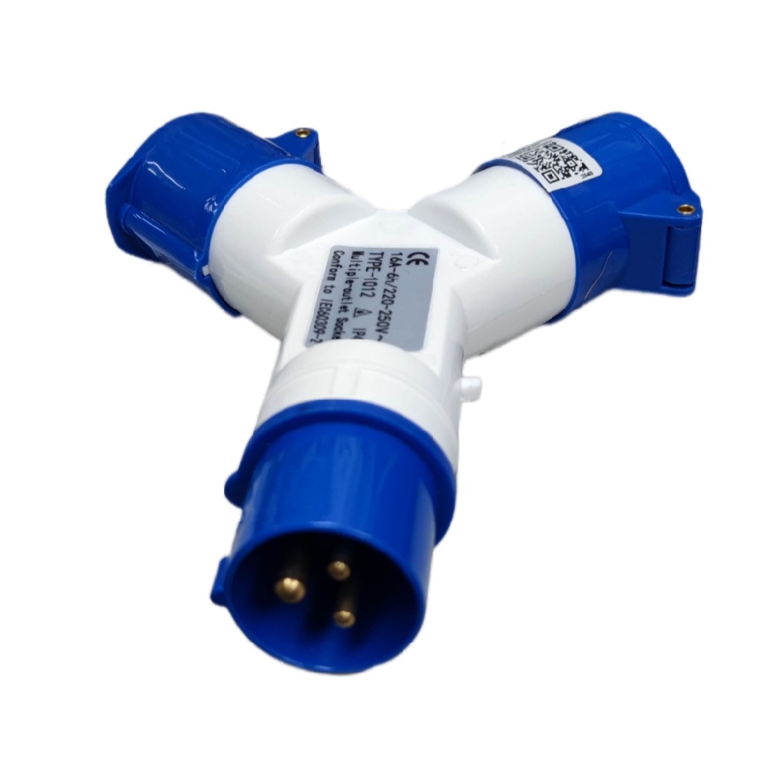 Grippes 16A Industrial Connector 2P+E 220V ( 3 Pins) IP44 1 Male to 2 ...