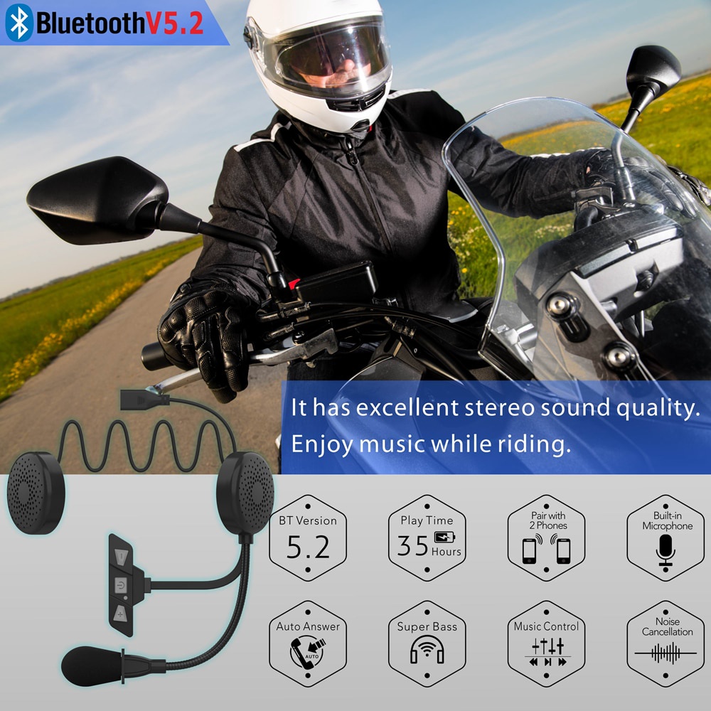 (Local Seller)Bluetooth 5.2 Motorcycle Helmet Headset Wireless ...