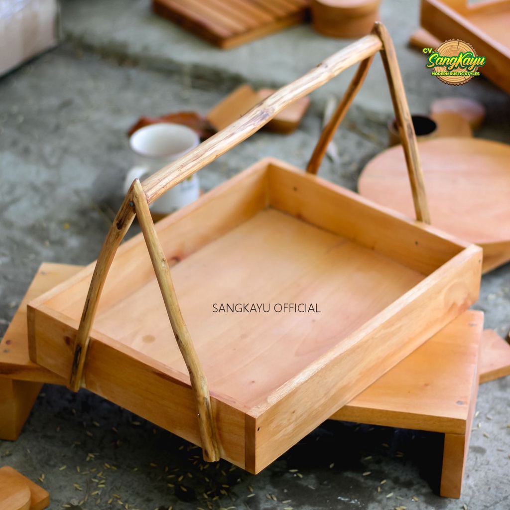 KAYU Rustic wooden box Carrier multi-purpose wooden storage box with ...
