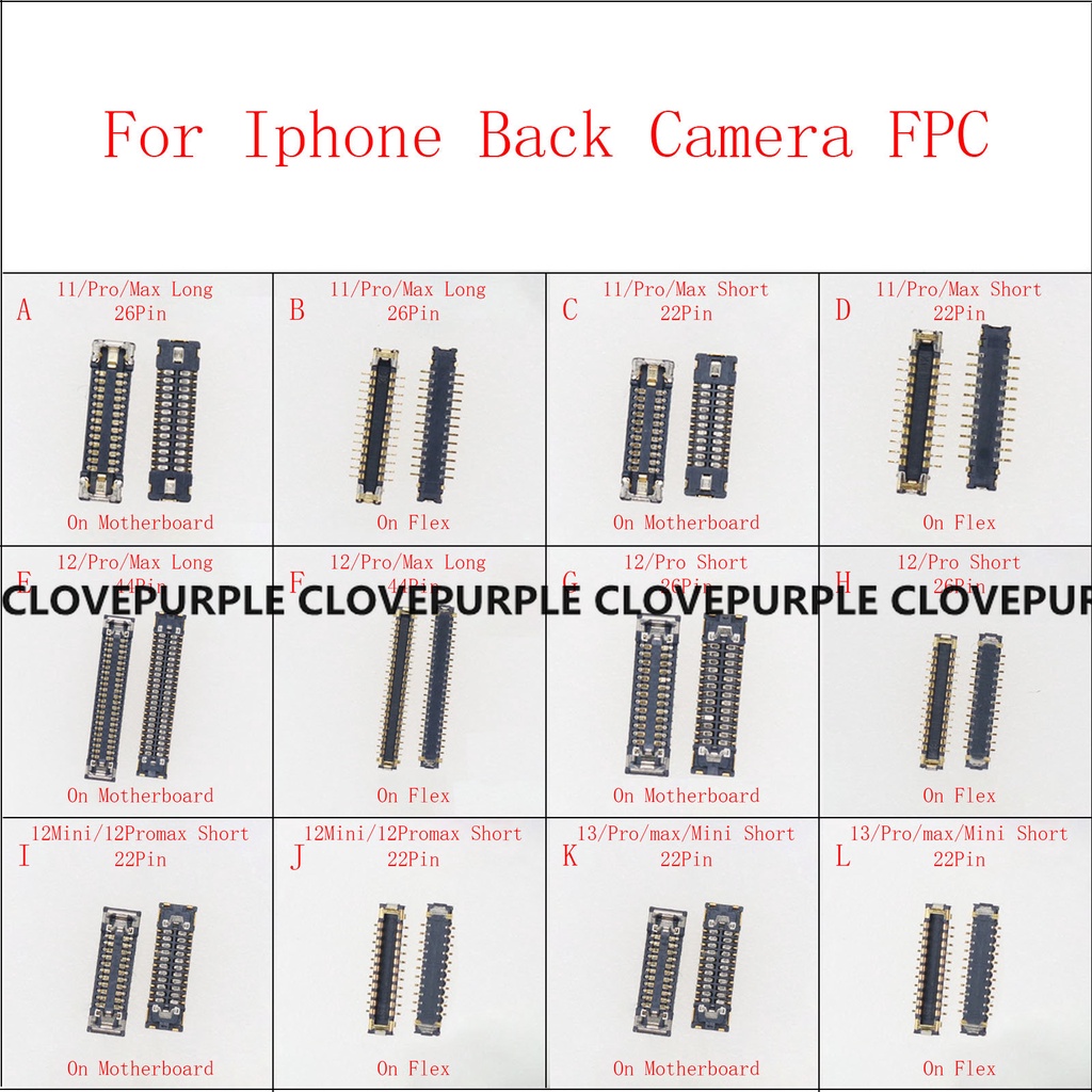 2Pcs 22 26 44 46 Pin Rear Camera FPC Connector On Flex For iPhone 11 12 13 Pro Max Mini Big Back ...