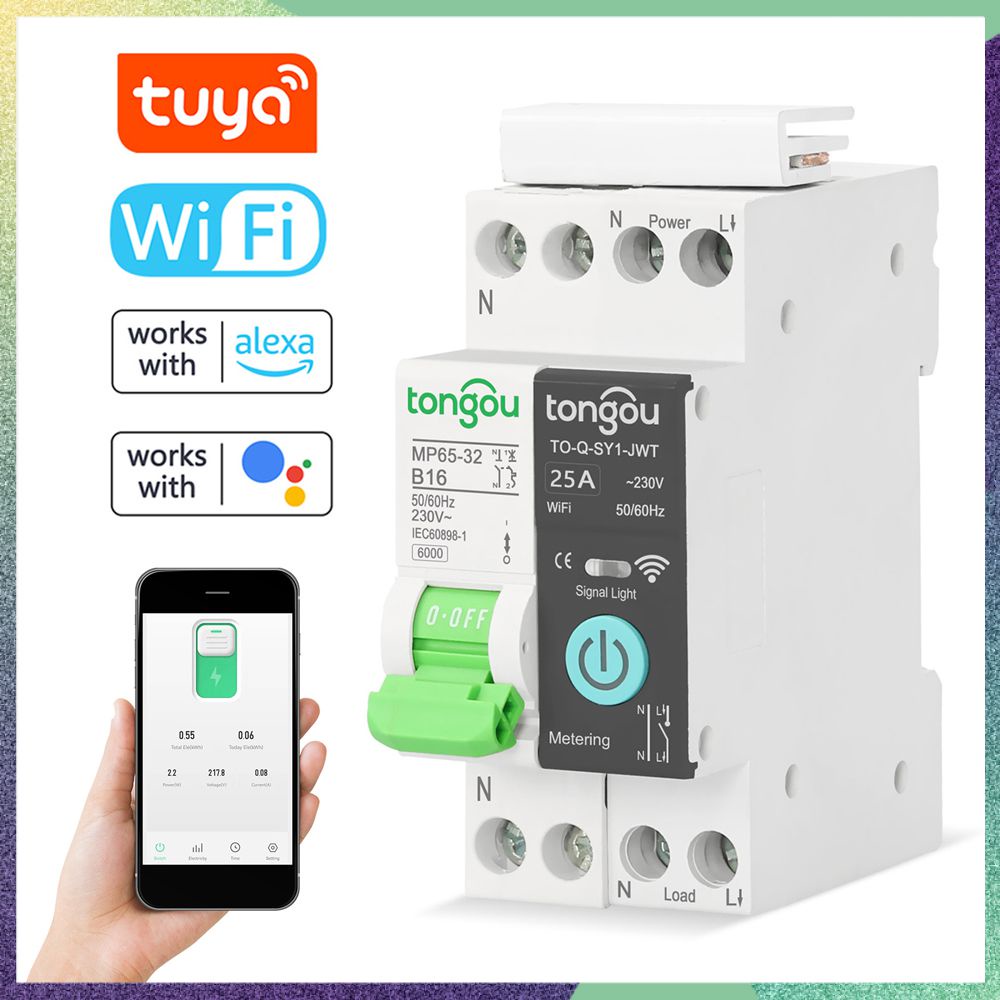 TUYA MCB With Metering WIFI Smart Circuit Breaker 1P 32A DIN Rail for ... TUYA MCB With Metering WIFI Smart Circuit Breaker 1P 32A DIN Rail for ...
