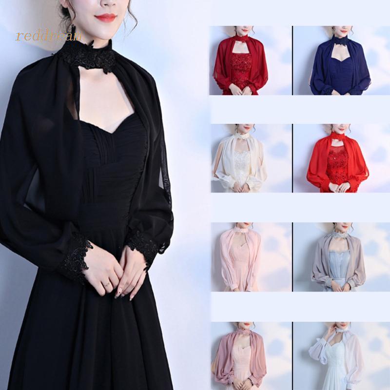REDD Women Side Split Long Sleeve Wedding Shawl Cape Halter Neck ...