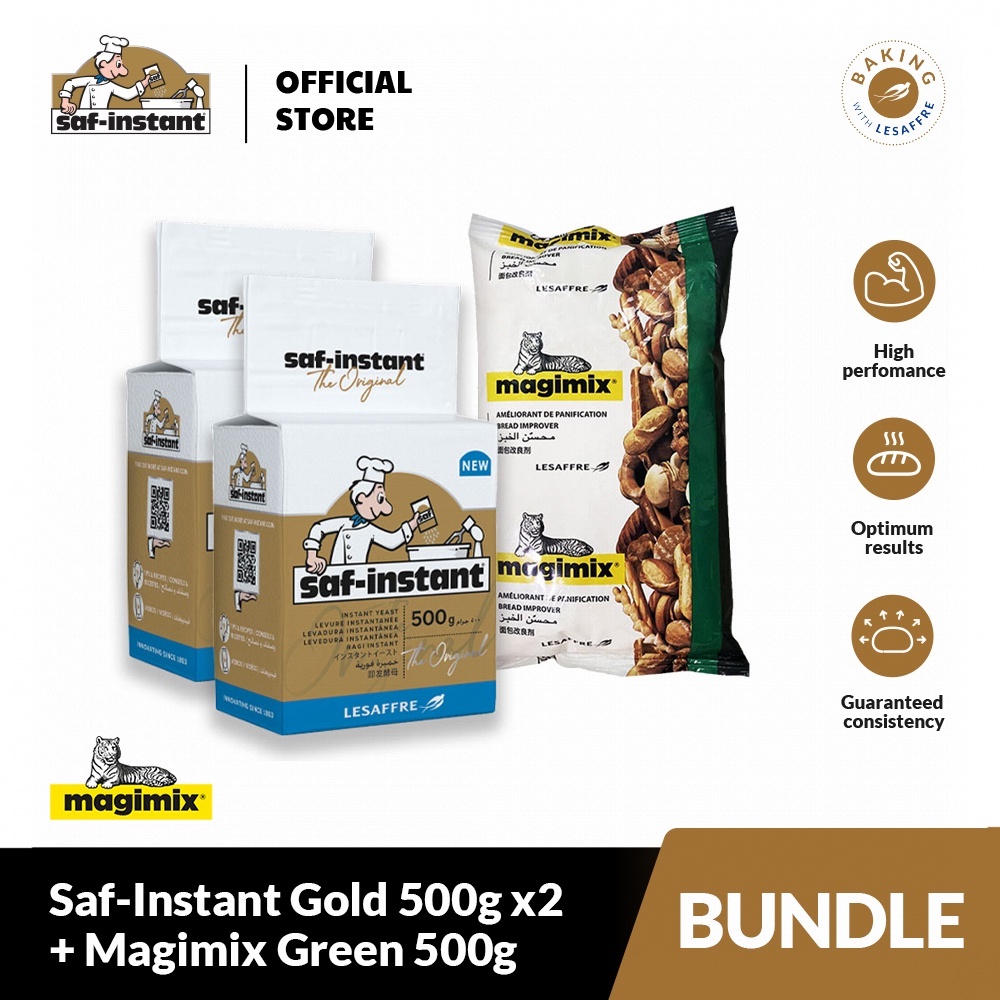 Lesaffre Saf-Instant Gold Instant Dry Yeast 500g X2 Plus Magimix Green Bread Improver | Shopee ...