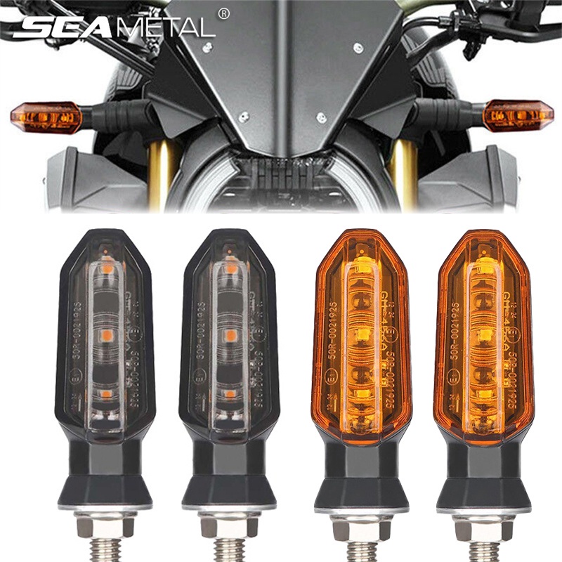 SEAMETAL 2Pcs LED Motorcycle Signal Light 12V Mini Blinkers Motorbike ...