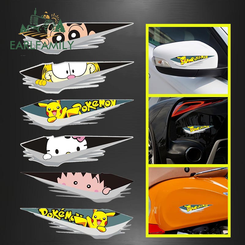 EARLFAMILY 13cm Cute Cartoon Peeking Car Decal Chibi Marukochan Crayon ...