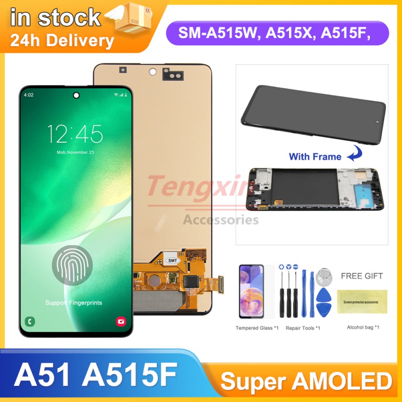 Super AMOLED A51 4G Display with Fingerprint, for Samsung Galaxy A515 A515F/DSN A515F/DSM Lcd ...