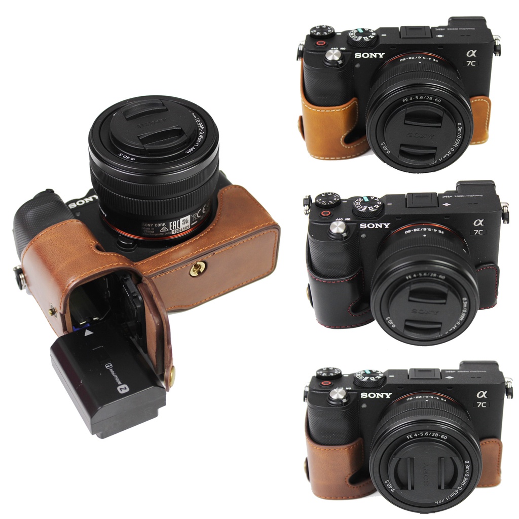 PU Leather Camera Case Half Body Cover For Sony A7C Alpha 7C ILCE-7C ...