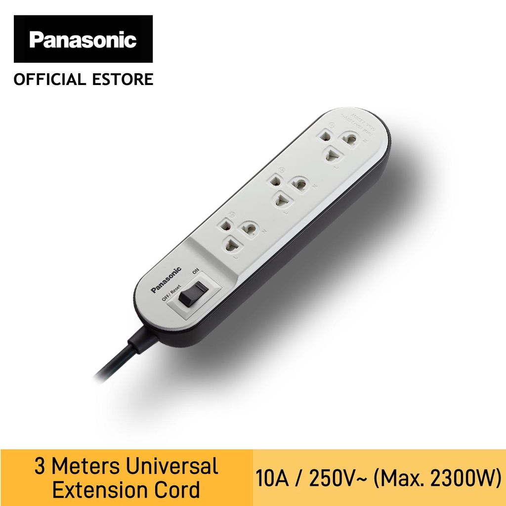 Panasonic WCHG24332 Perfect Fit 3 Meters Extension Cord, 3 Universal ...