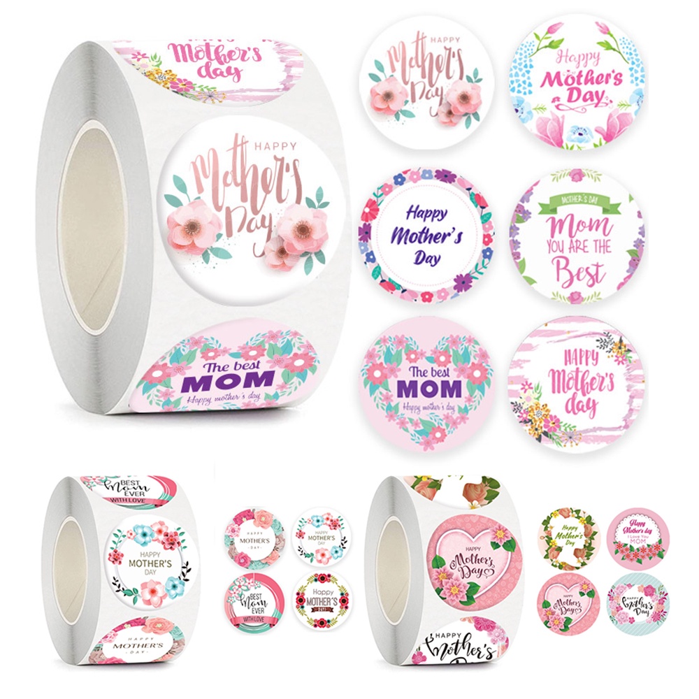 500Pcs Happy Mother's Day Sticker 1Inch/2.5cm Round Thank You Stickers ...