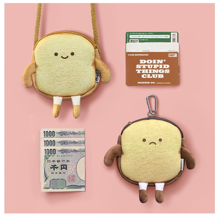 Toast Bread Coin Purse Bag Cute Cartoon Unique Creative Student Girl ...