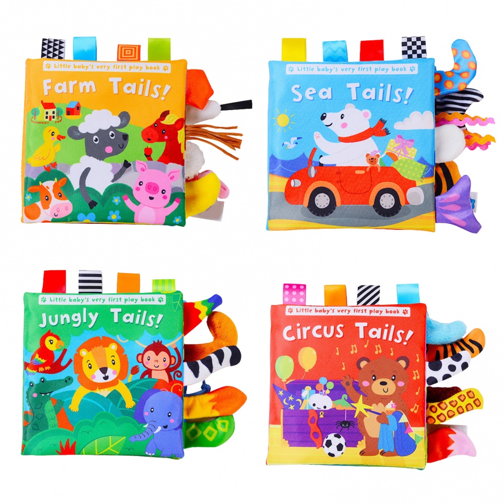 Soft Baby Cloth Books Animal Tails Crinkle Cloth Books Infants Touch ...