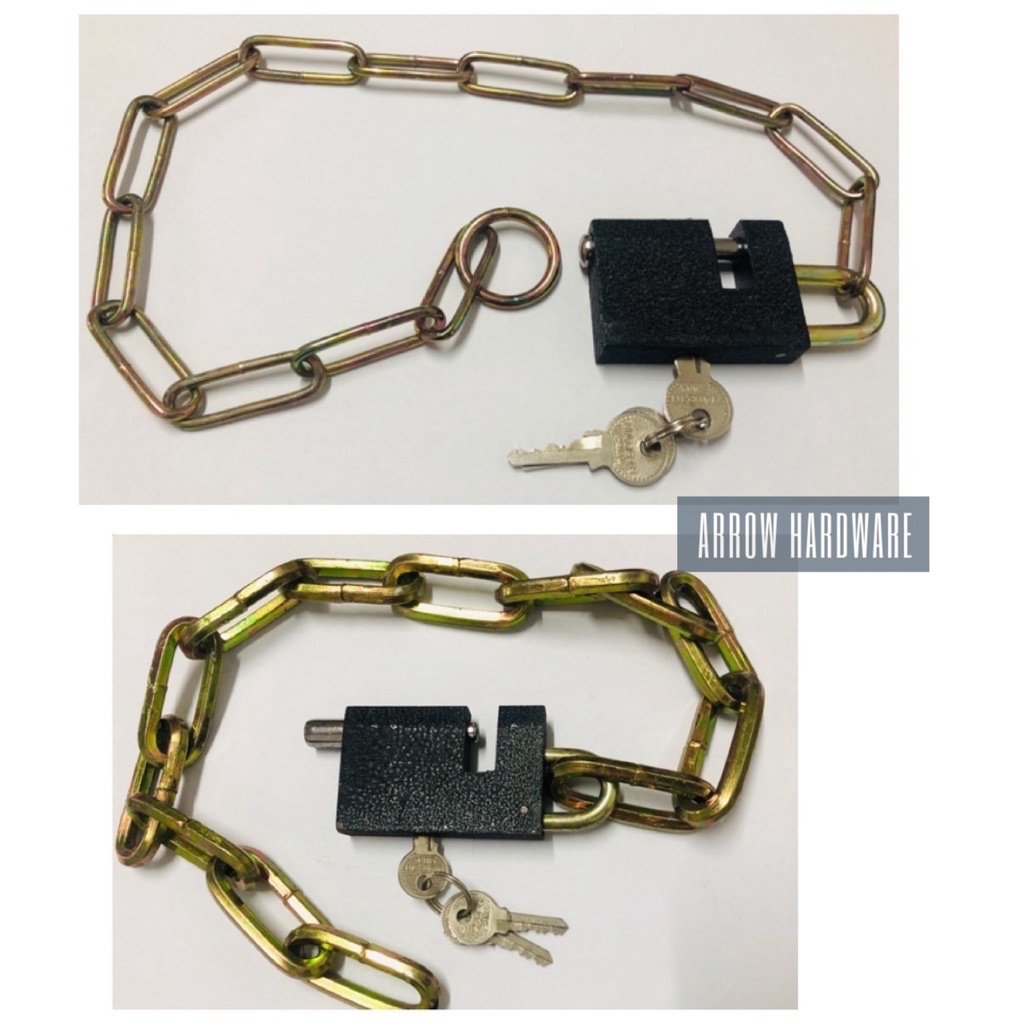 Dragon Universal Multipurpose Iron Gold chain with Black padlock | Shopee Philippines