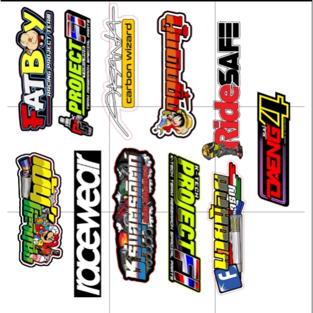 1Set High Quality Motor Stickers Racewear, Fatboy, Project FI, Ridesafe ...