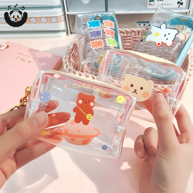 Creative Bears Transparent Girls Coin Purse Children PVC Zipper Change ...