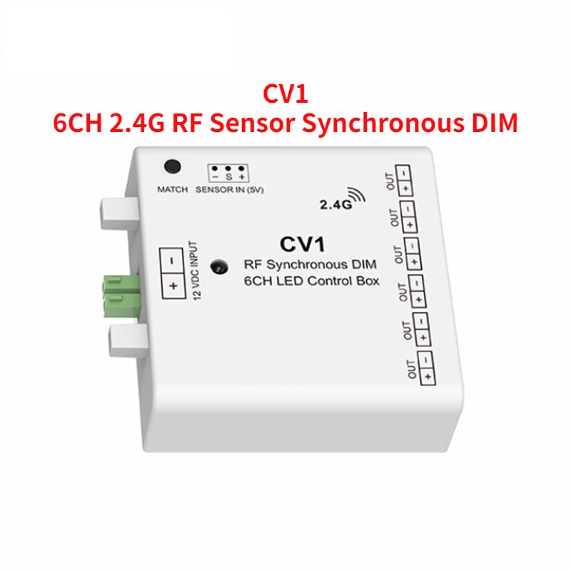 LED Control Box 12VDC CV1 6CH 2.4G RF Sensor Synchronous DIM Ultra-thin ...
