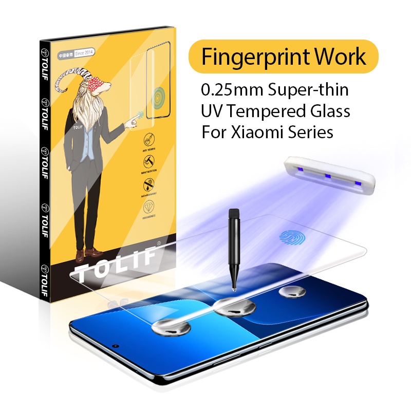 Wholesale TOLIF Fingerprint Work Screen Protector Clear UV Tempered ...