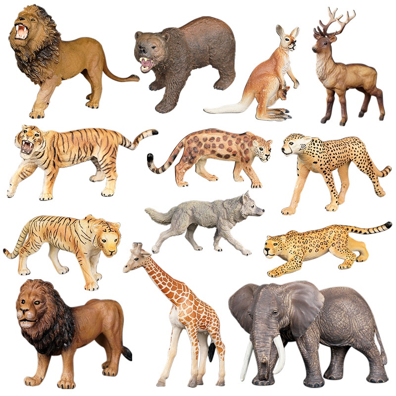 Plastic Simulation Wild Animal Model Giraffe Elephant Tiger Lion ...